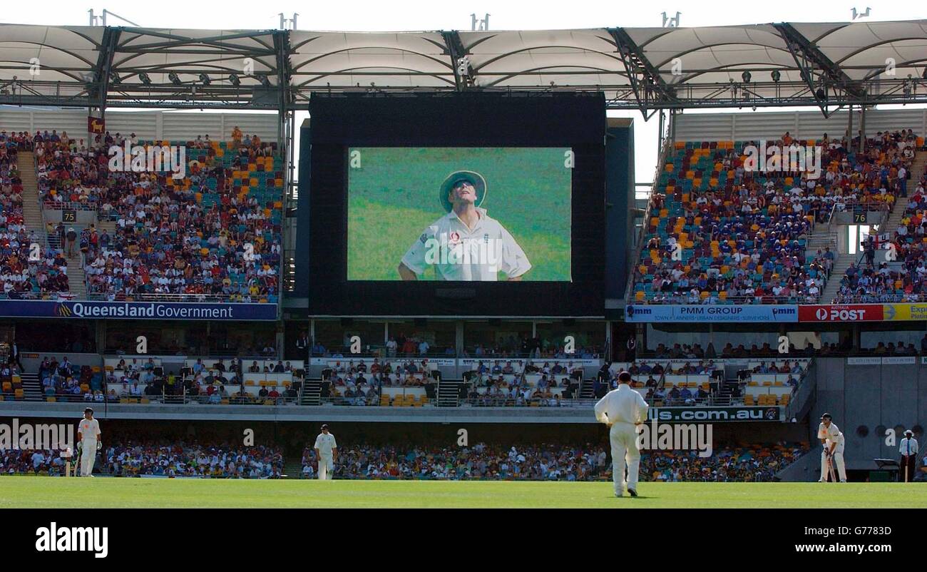 During the first test at the gabba cricket ground hi-res stock ...