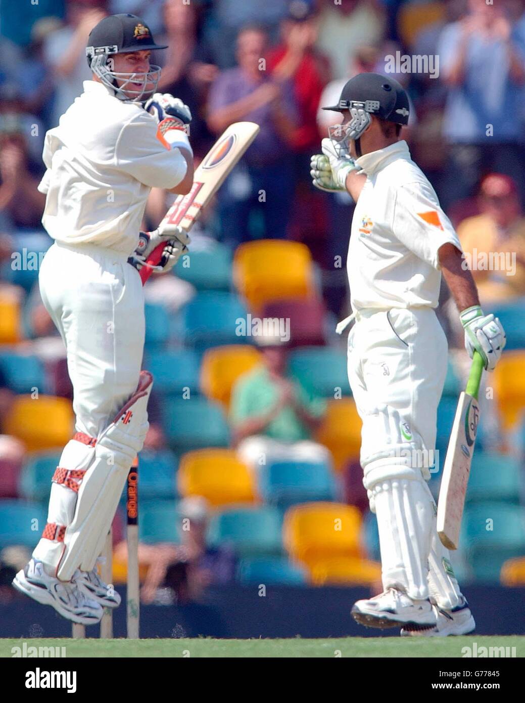 During the first test at the gabba cricket ground hi-res stock ...