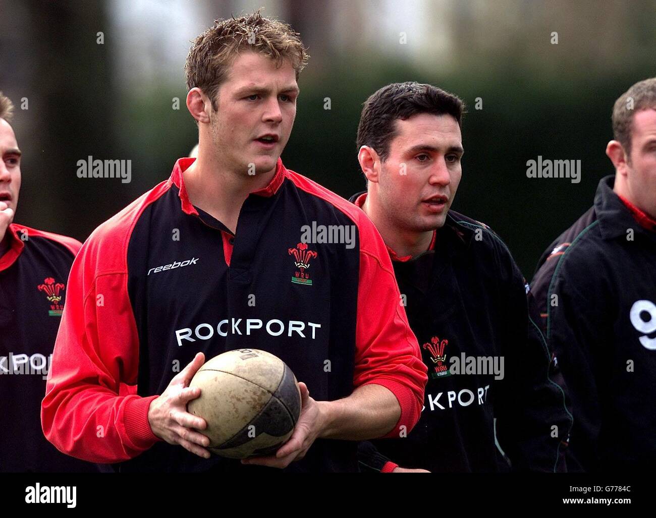 Wales new cap Daffydd Jones (left) with Stephen Jones (right) during ...