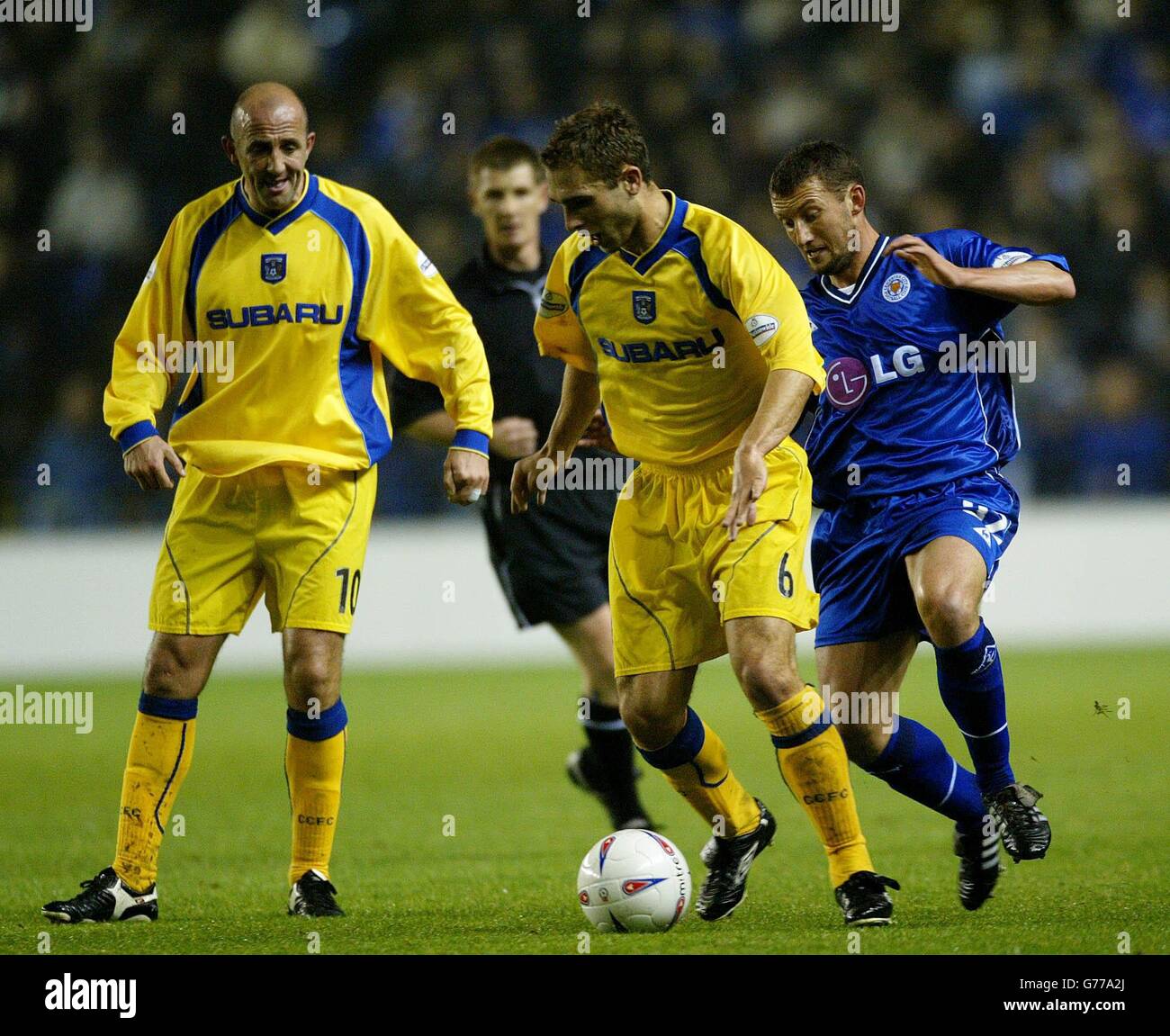 Coventry City's Peter Eustace shields the ball away from Leicester City ...