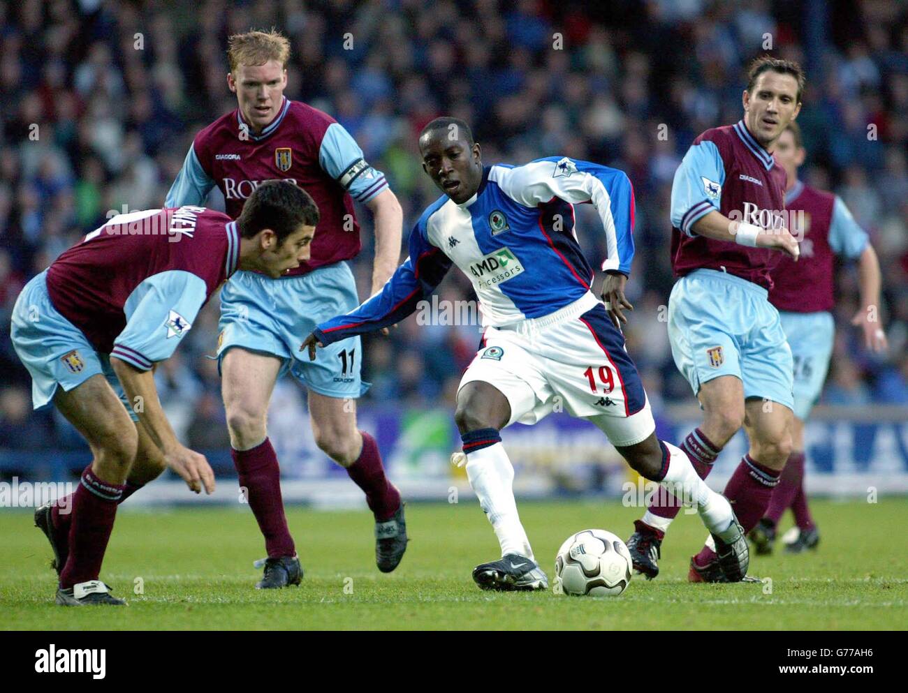 Blackburn Rover's Dwight York taking on the Villa defence, during their ...