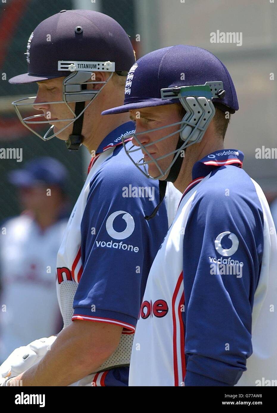 Andrew Flintoff and Craig White at The Gabba Stock Photo - Alamy