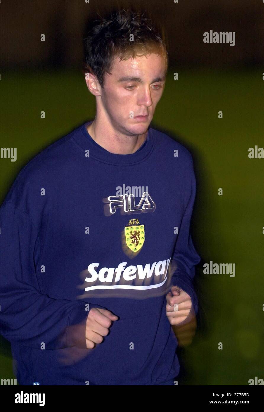 Scotland football team member Maurice Ross takes part in a training ...