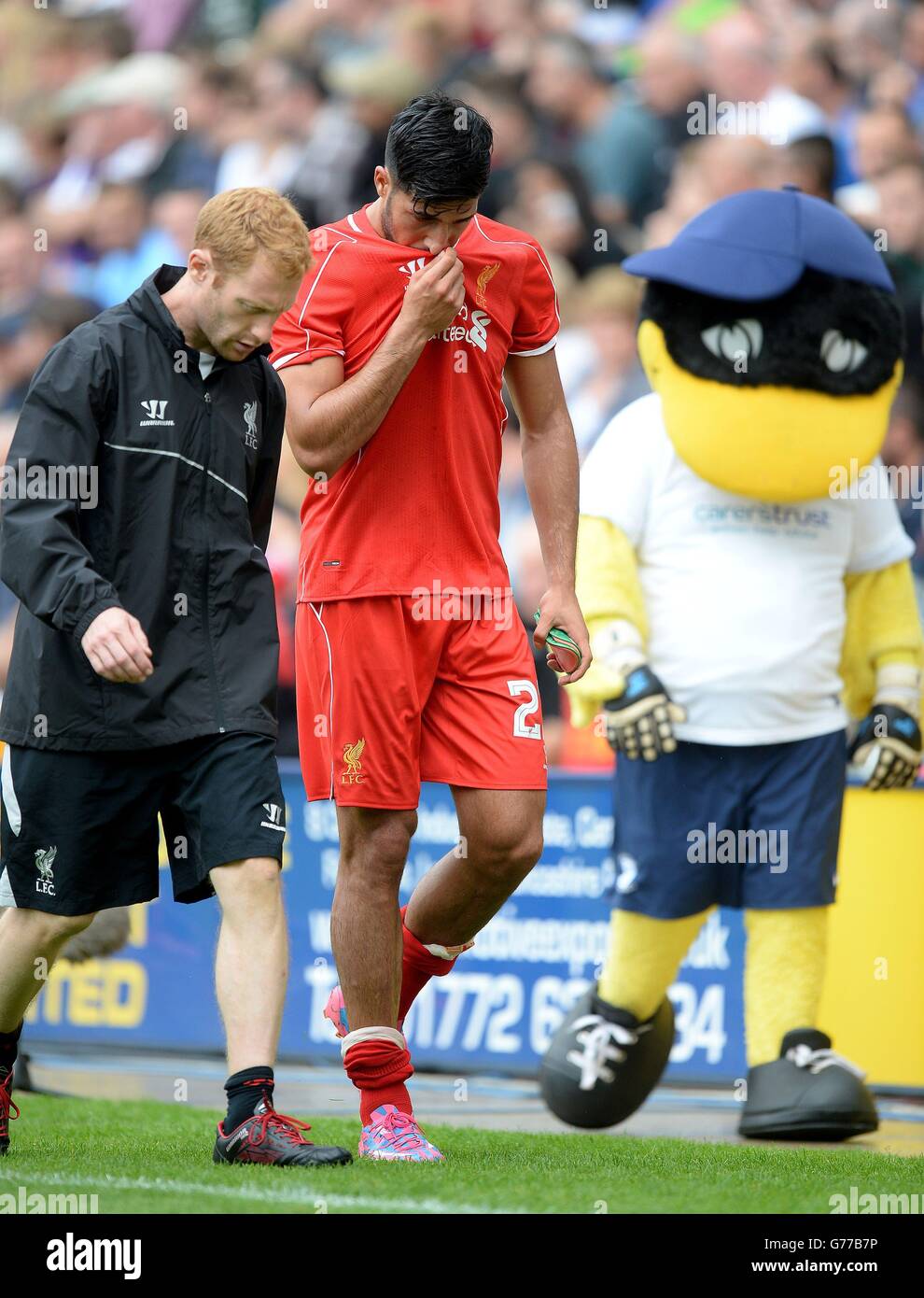 Liverpool's new signing Emre Can leaves the pitch with an injury ...