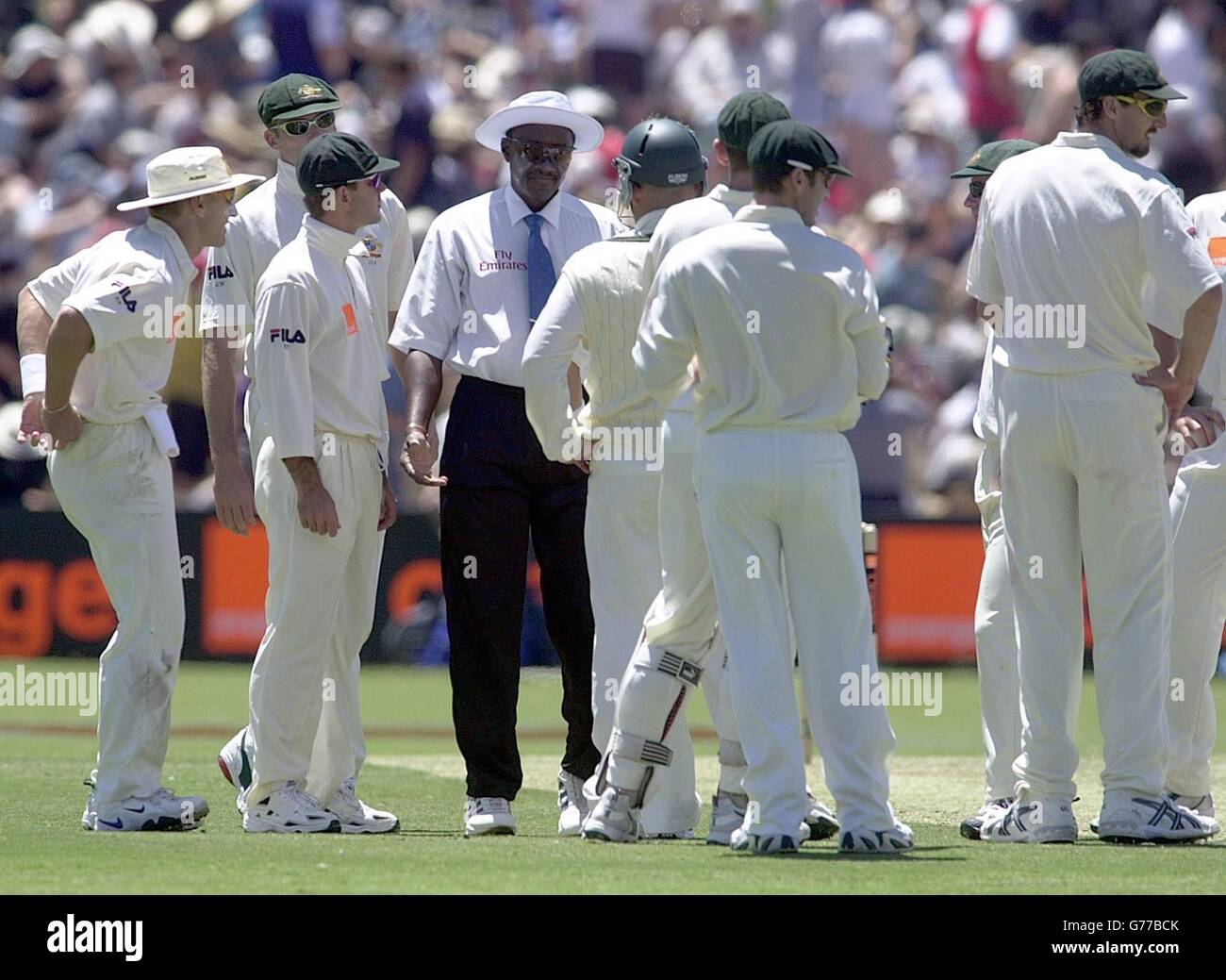 - NO COMMERCIAL USE: The Australian players talk to Umpire Steve ...