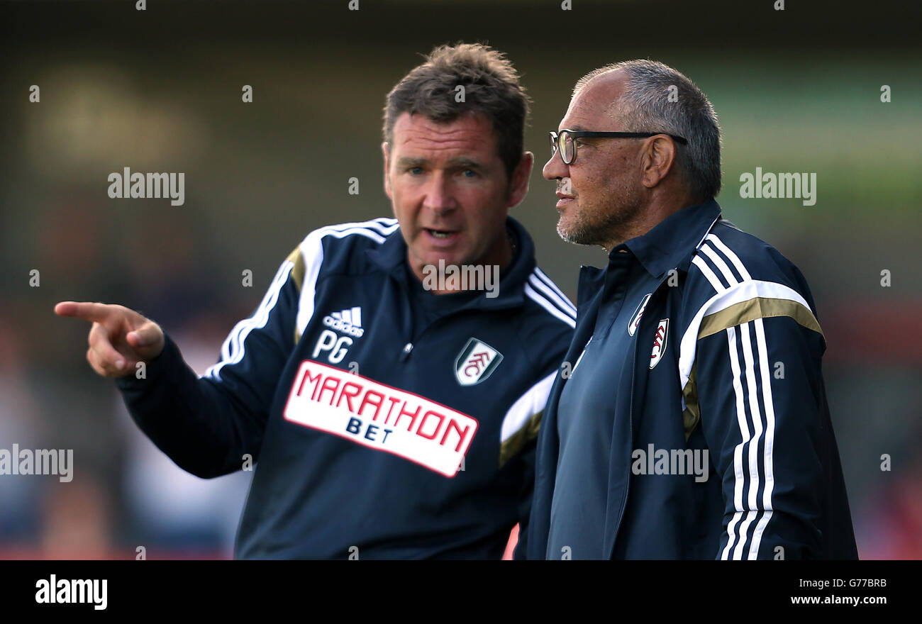 Fulham coach peter grant and manager felix magath hi-res stock ...