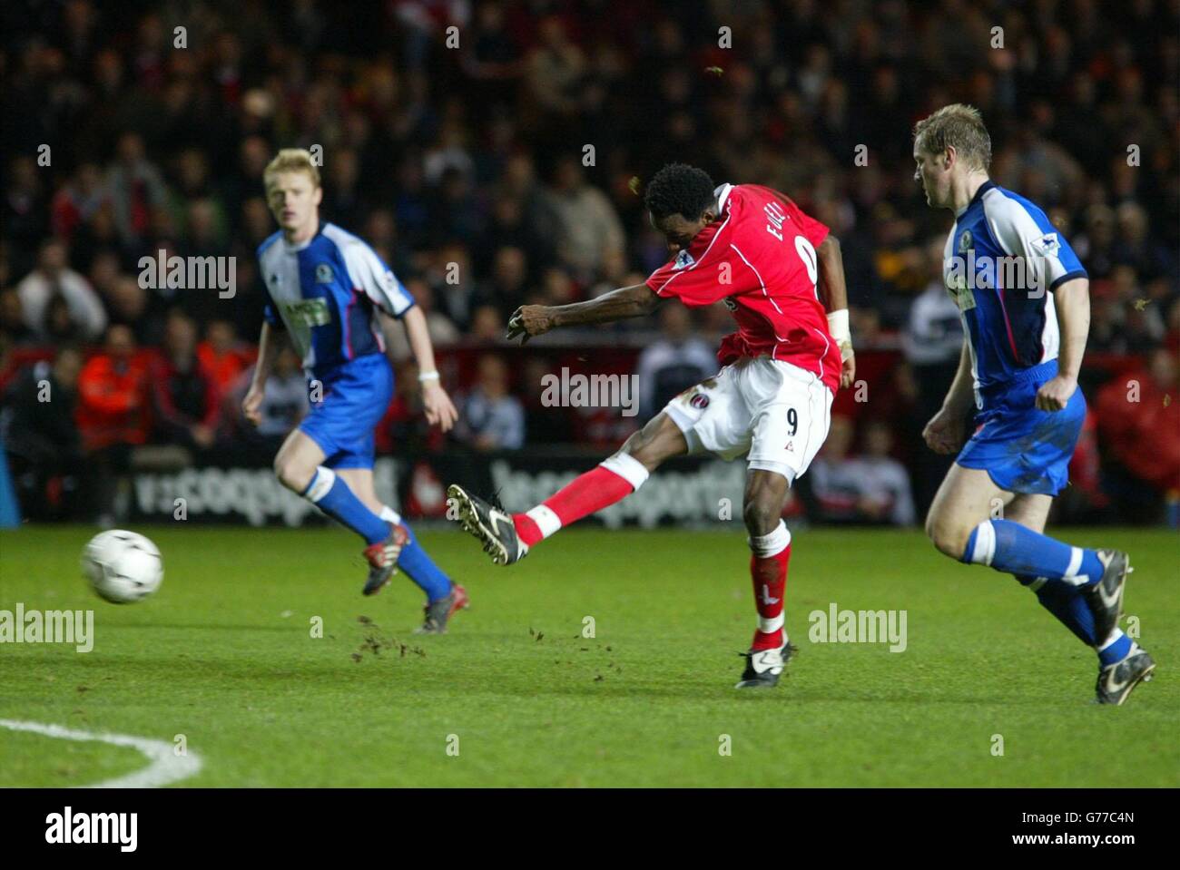 Charlton's Jason Euell scores his team's third goal against Blackburn ...