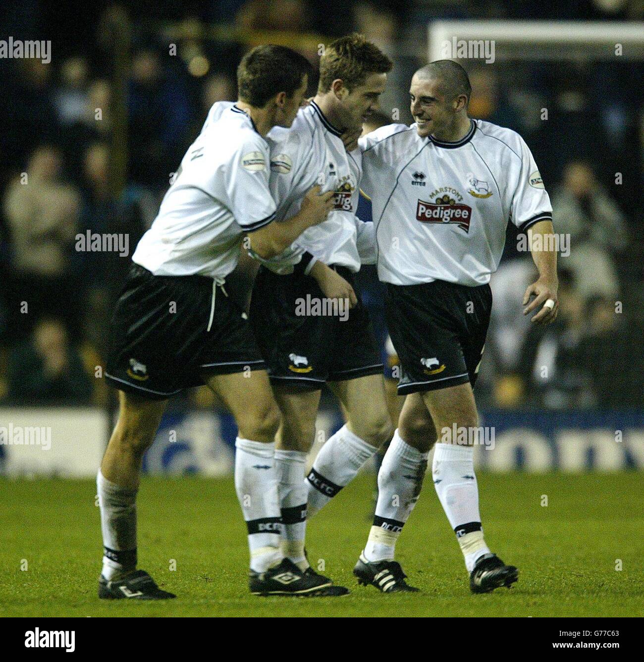 Derby County's Lee Morris (centre) celebrates the 3rd goal with Paul ...
