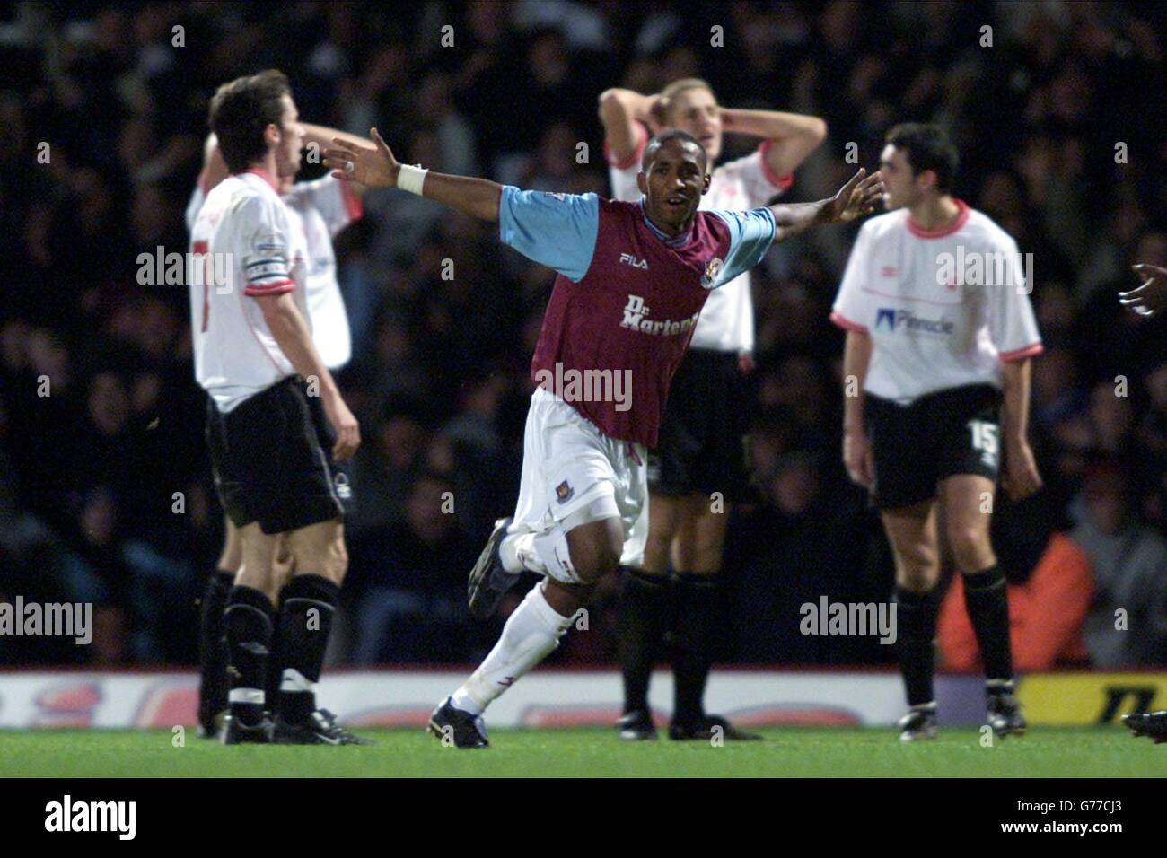 West Ham's Jermain Defoe celebrates after scoring the winning goal ...