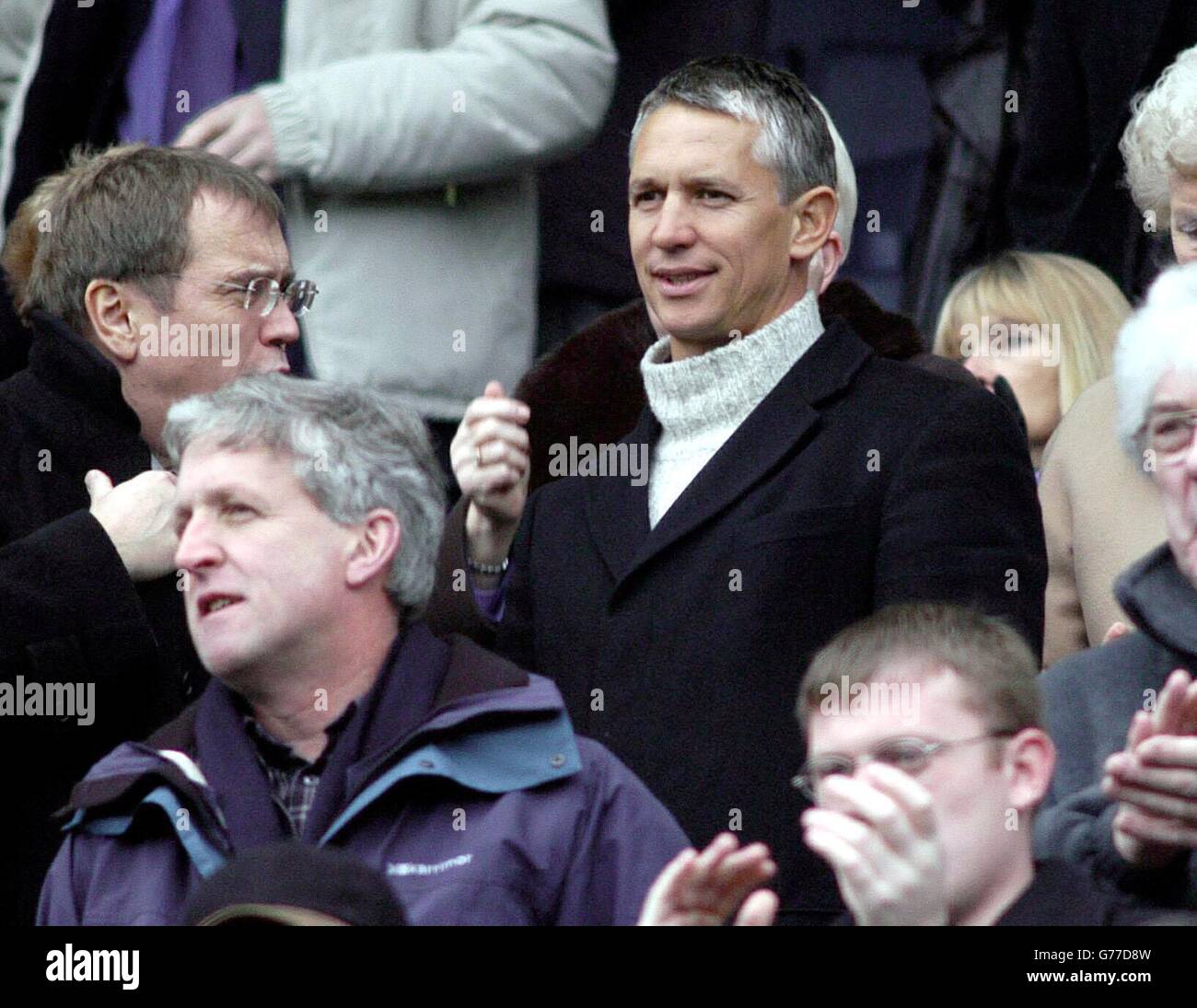 Former Leicester and England striker Gary Lineker watches from the ...