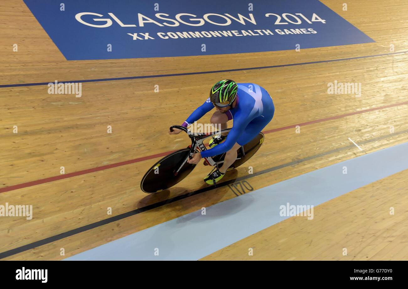 Scotland's Chris Pritchard in the last lap of their Men's Team Sprint ...