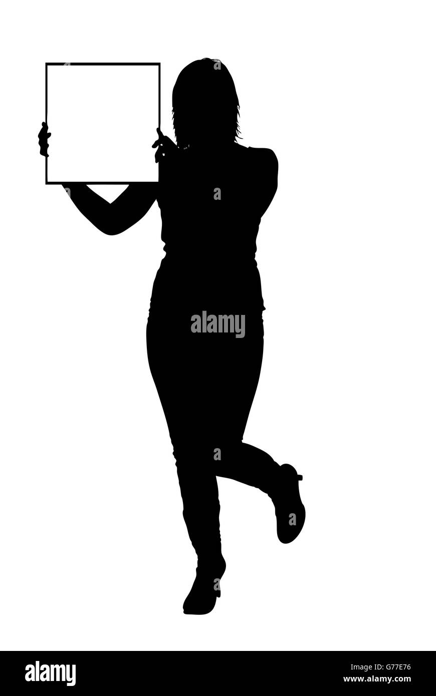 Business woman holding poster Black and White Stock Photos & Images - Alamy