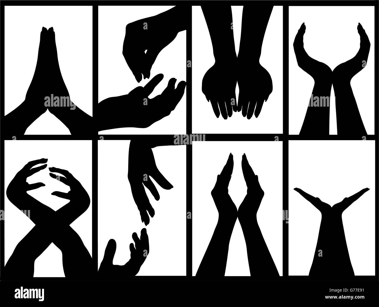 Hands signs silhouette isolated on white Stock Vector Image & Art - Alamy