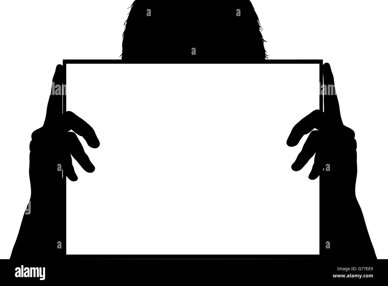 Hands holding sign silhouette isolated on white Stock Vector Image ...