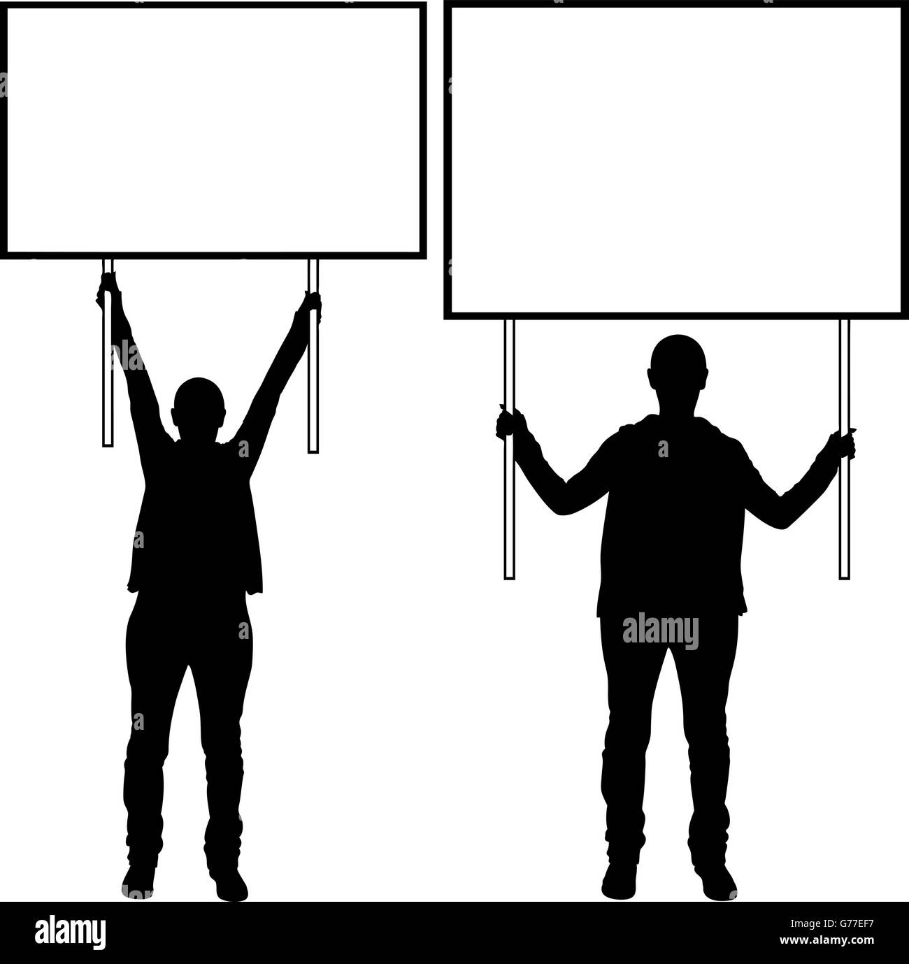 Holding sign placard Black and White Stock Photos & Images - Alamy