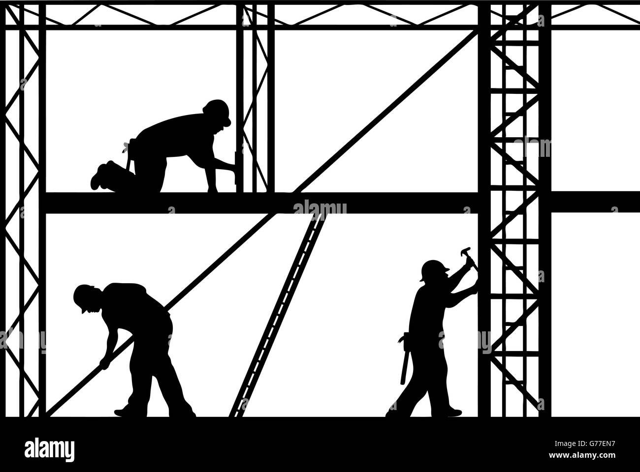 Engineer worker working on construction Black and White Stock Photos ...