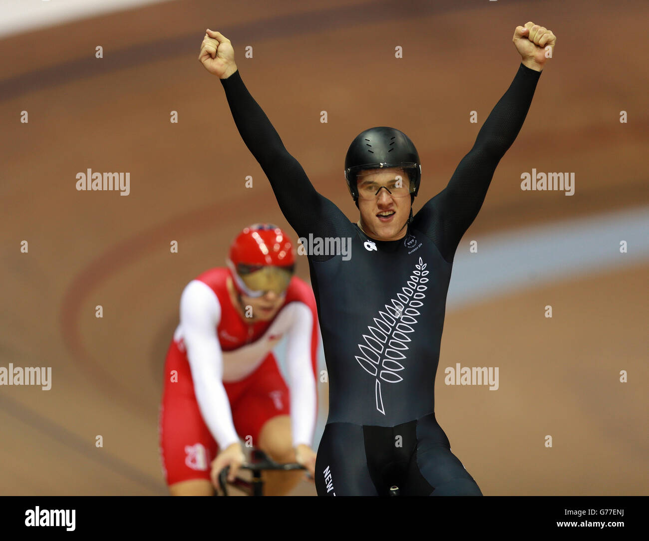 New Zealand's Ethan Mitchell celebrates their victory in the Team ...