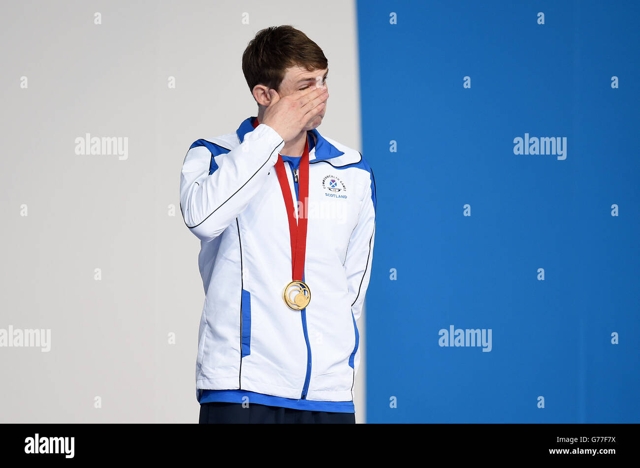 Scotland's Ross Murdoch crying on the podium after winning gold in the ...