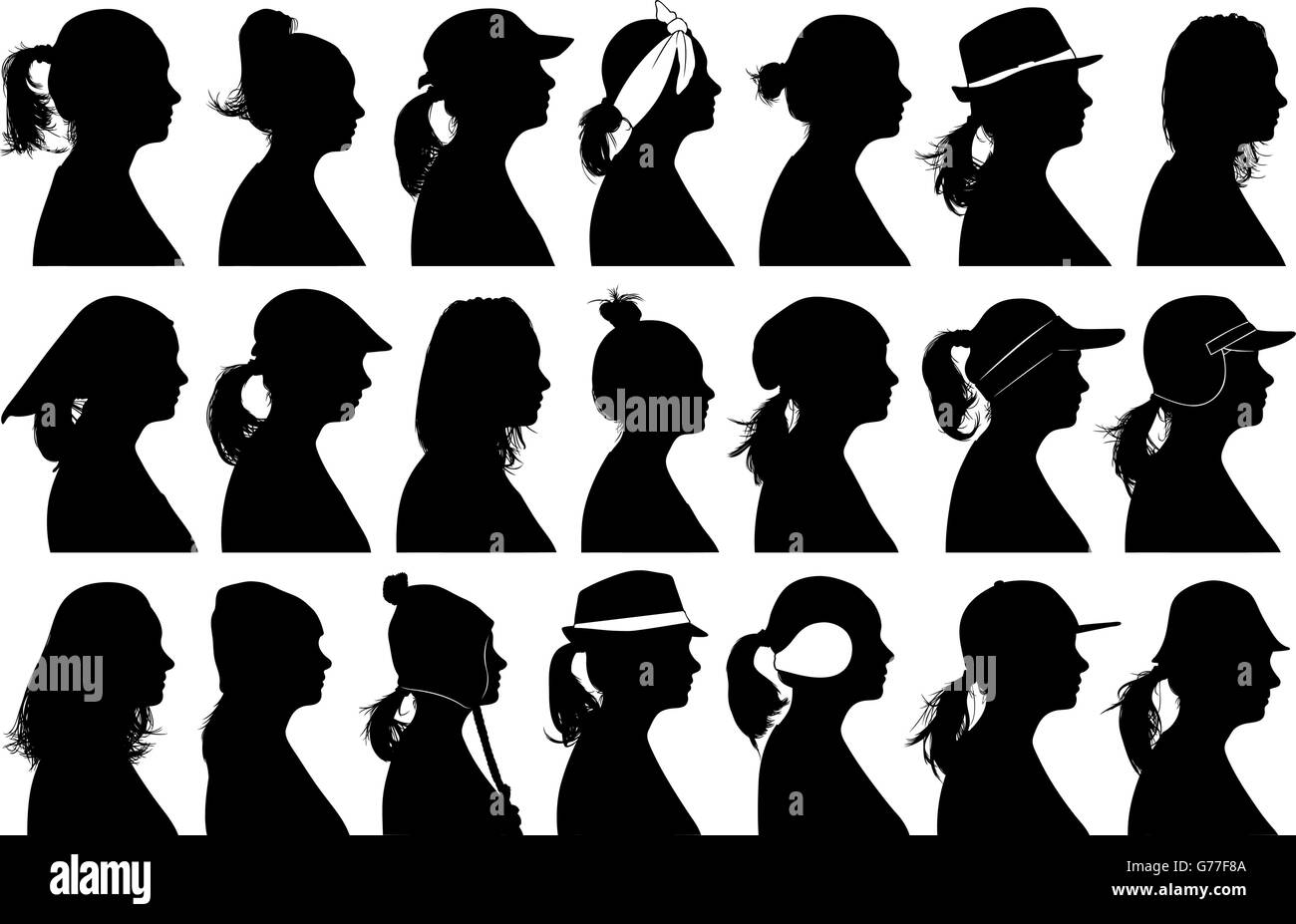 Illustration of women profiles Stock Vector Image & Art - Alamy