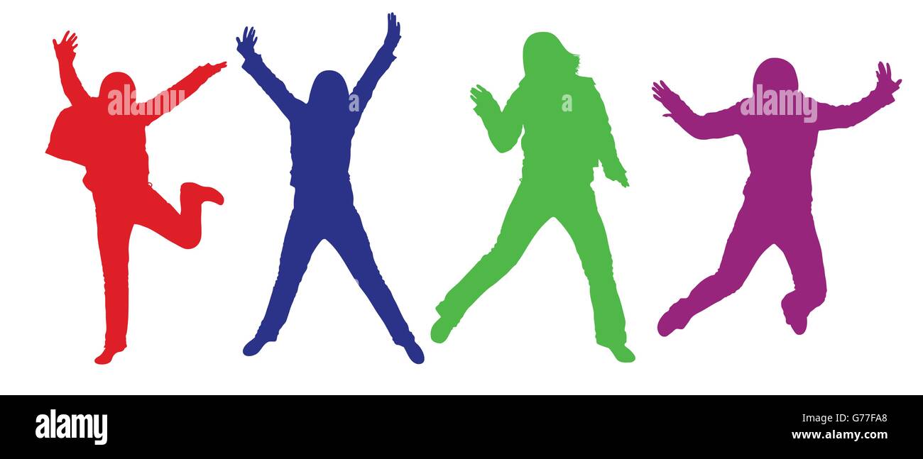 Color jumping silhouettes Stock Vector Image & Art - Alamy