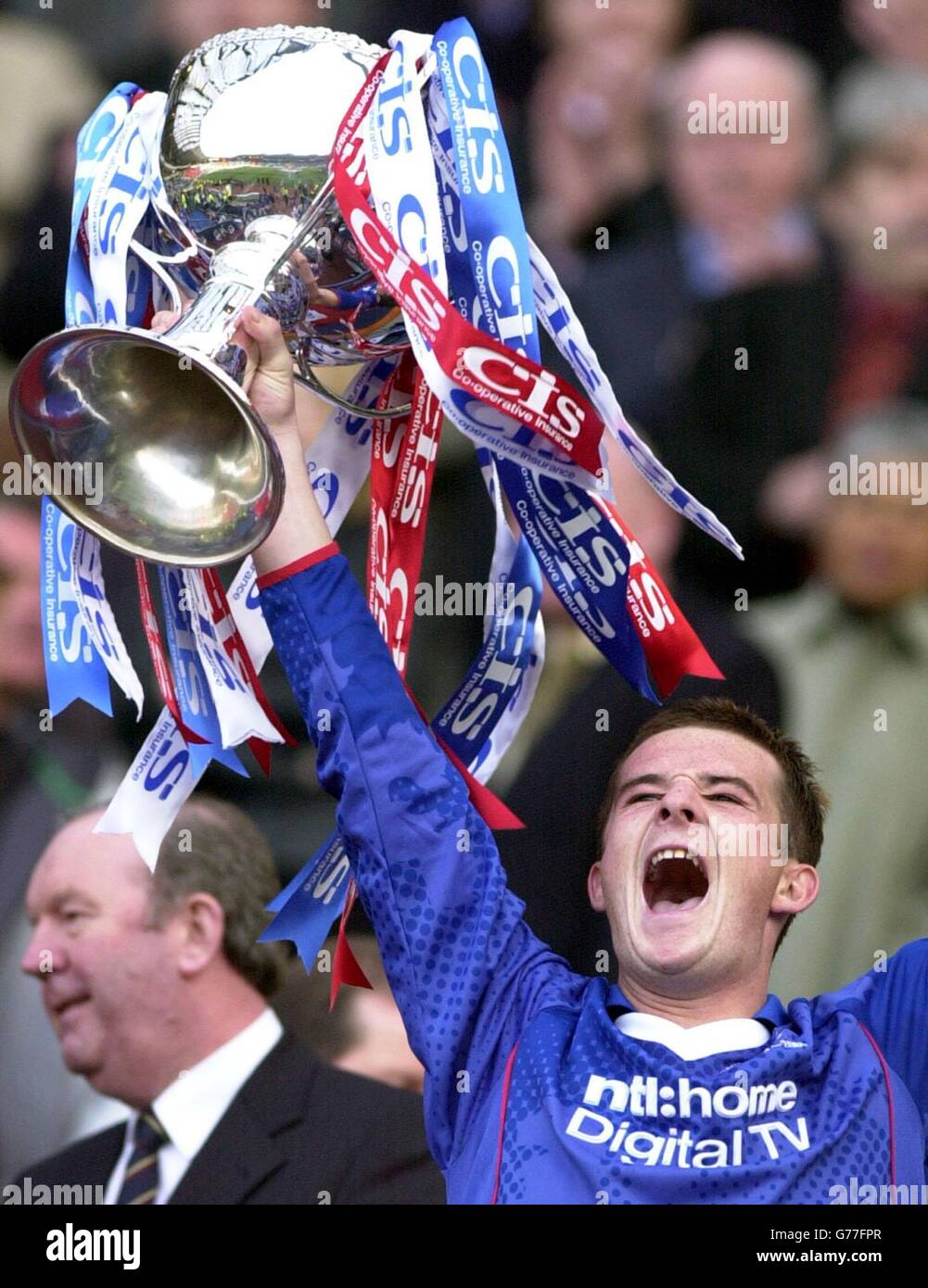 Rangers Captain Barry Ferguson lifts the cup after the CIS Insurance ...