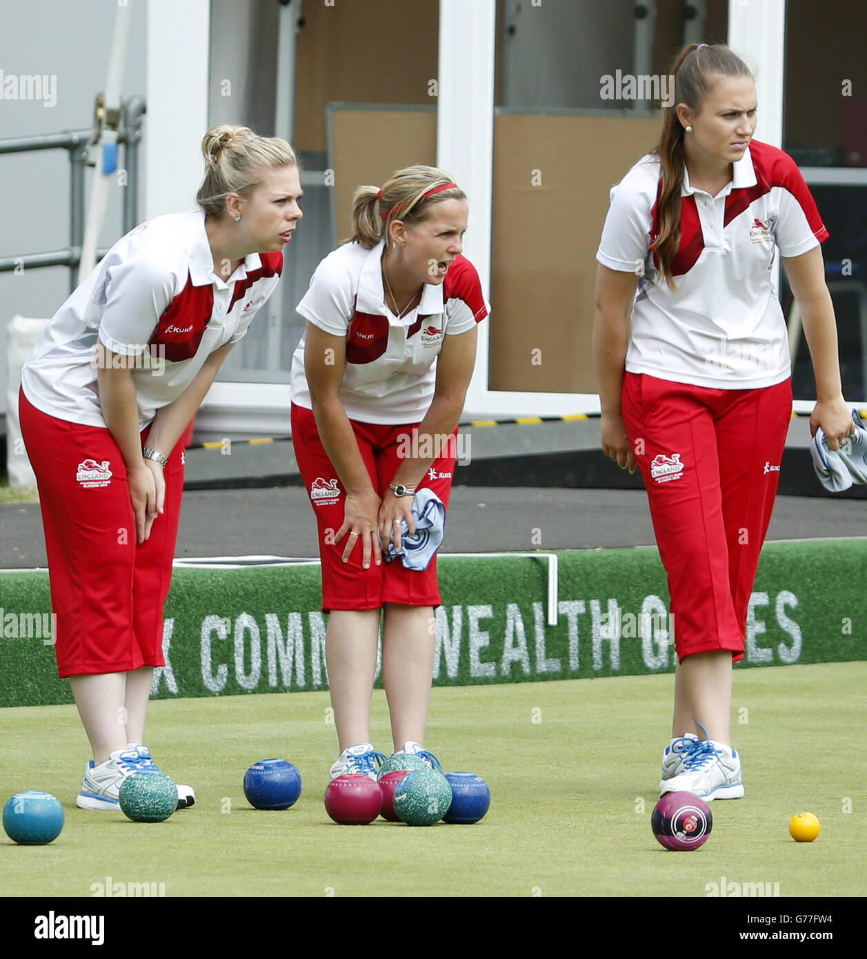 (Left to right) England's Jamie-Lea Winch, Ellen Falkner and Sophie ...