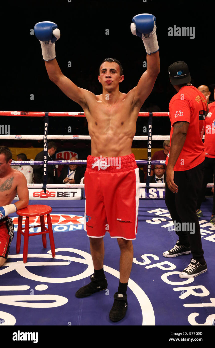 Boxing - Phones4U Arena - Manchester. Adrian Gonzalez celebrates after ...