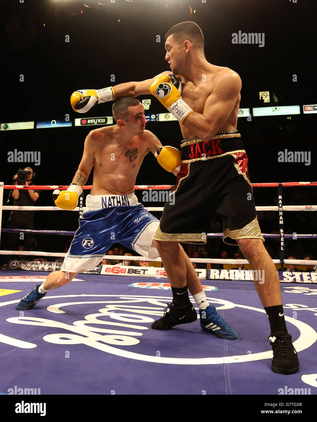 Nathan Brough (left) in action against Jack Catterall in the vacant ...