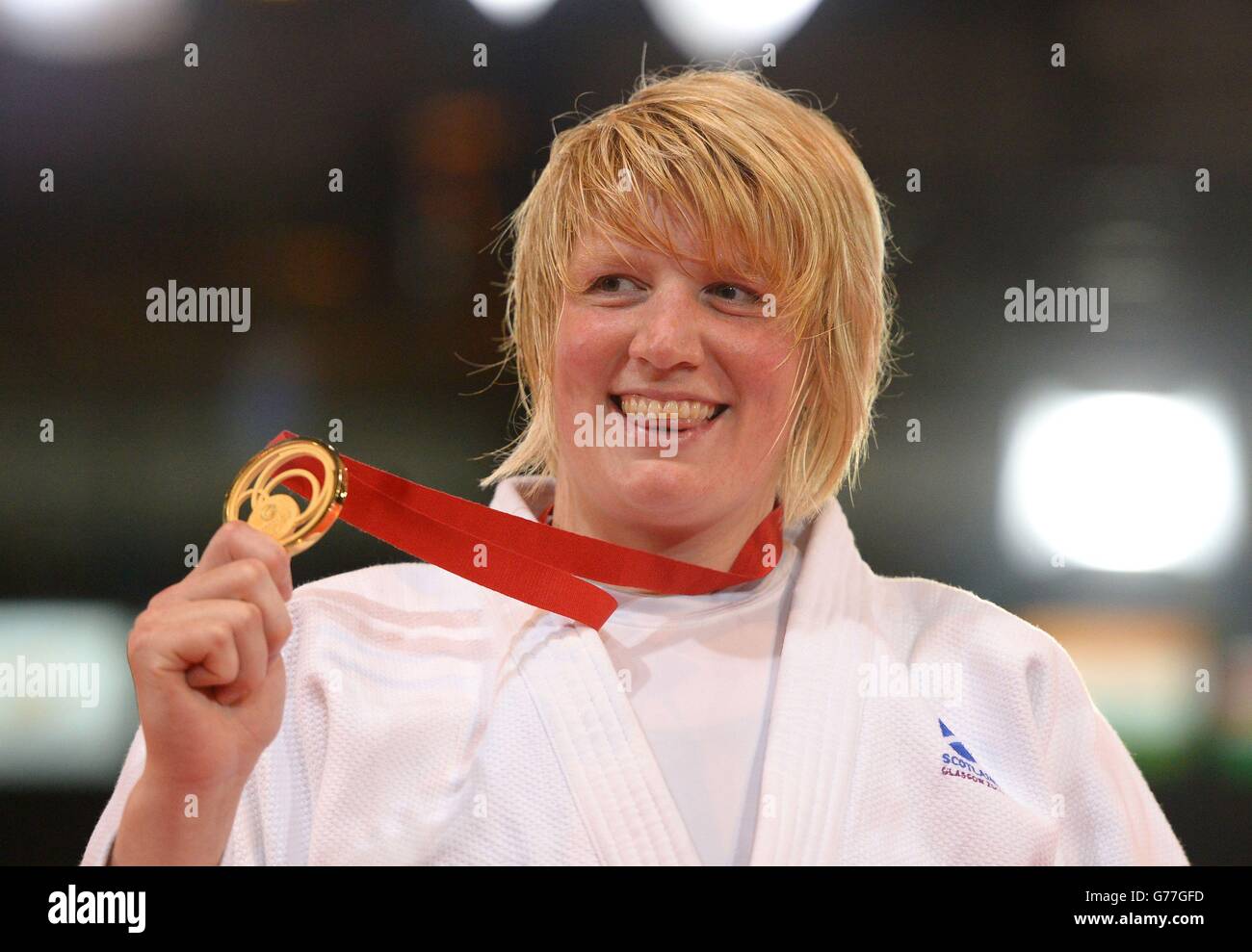 Gold medal winner Scotland's Sarah Adlington after her Women's +78kg ...