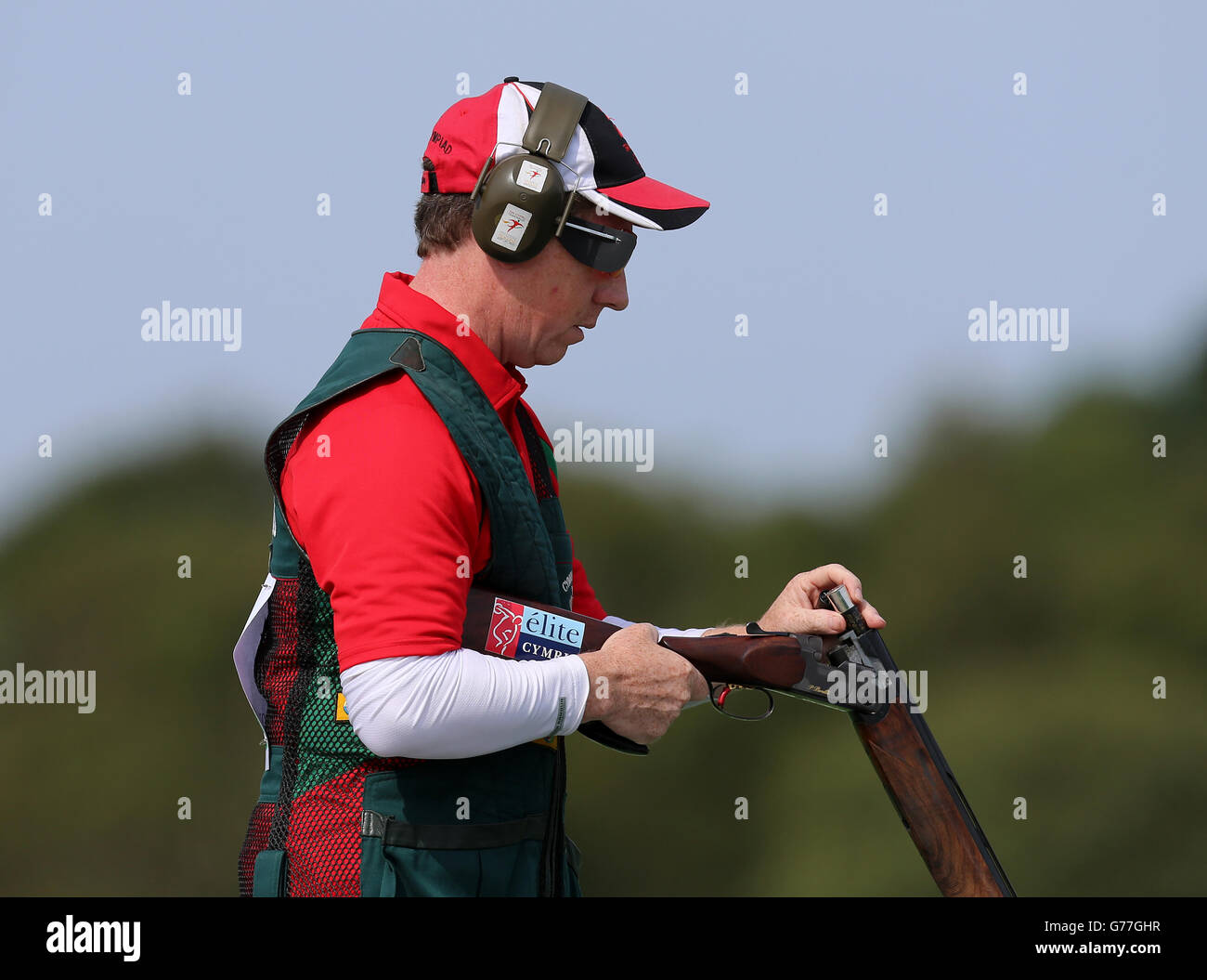 Wales's Malcolm Allen in action during qualification for the Skeet Men ...