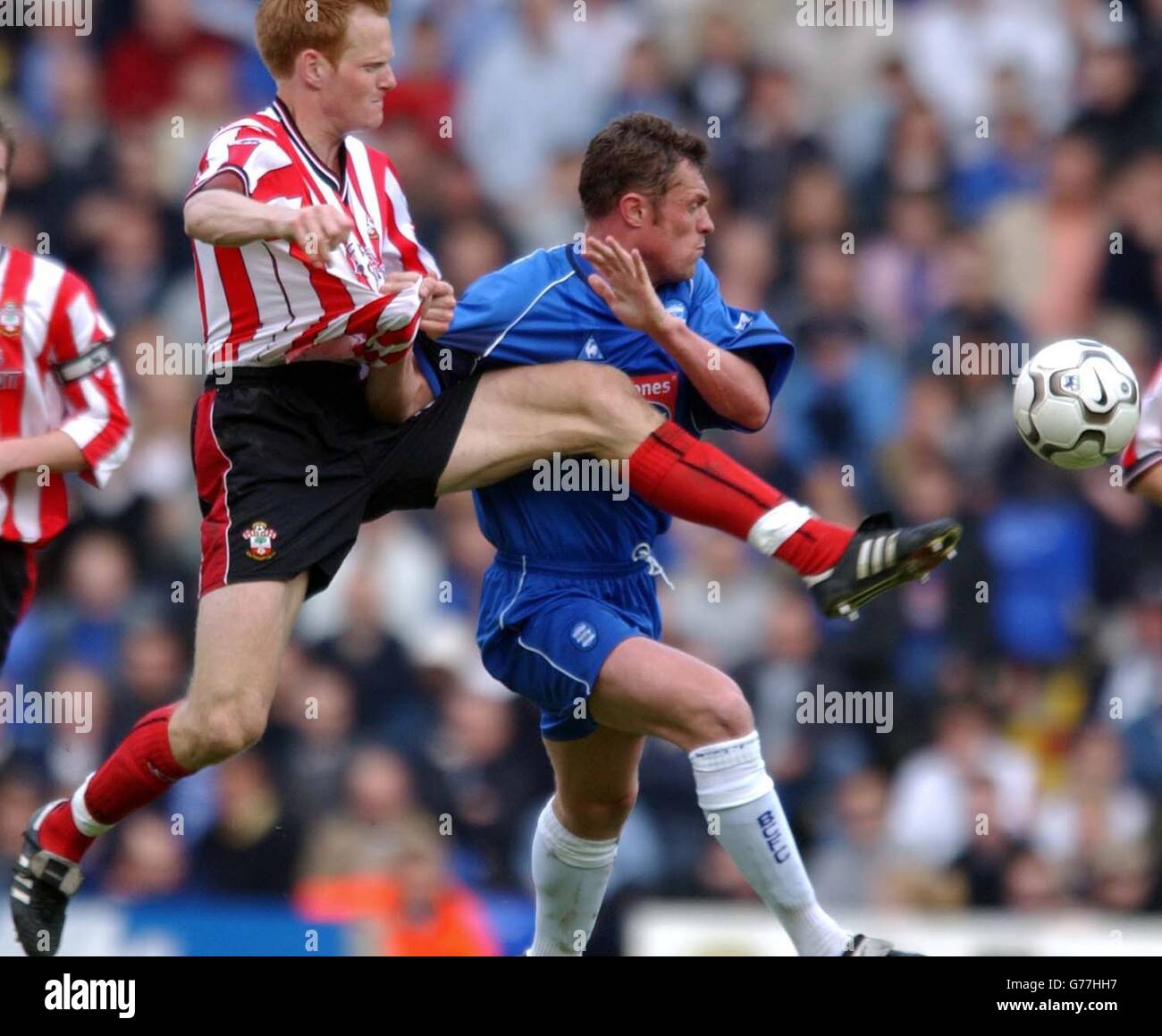 Birmingham's Geoff Horsfield (right) and Southampton's Michael Svensson ...