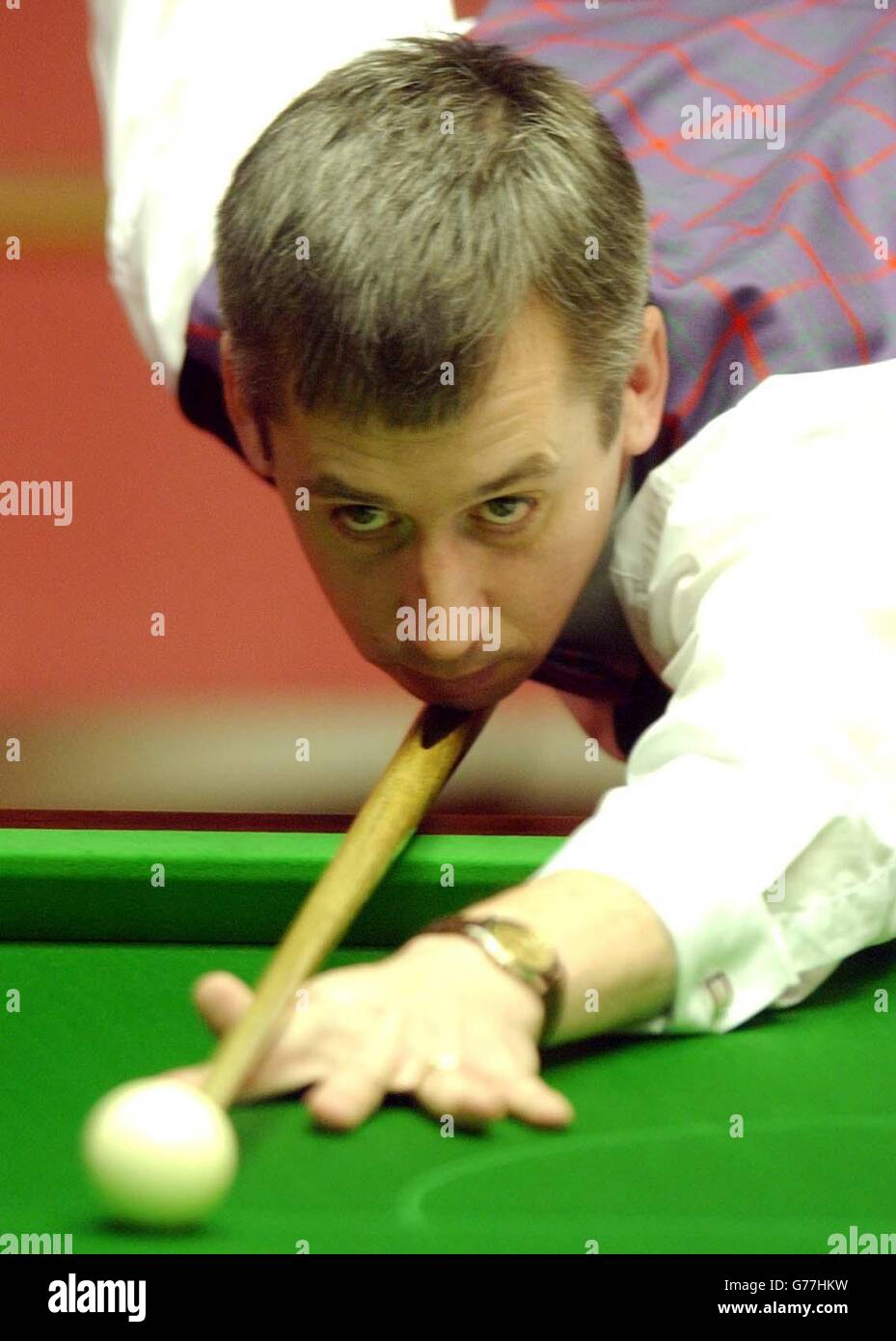 England's Nigel Bond in action during the Embassy World Snooker ...