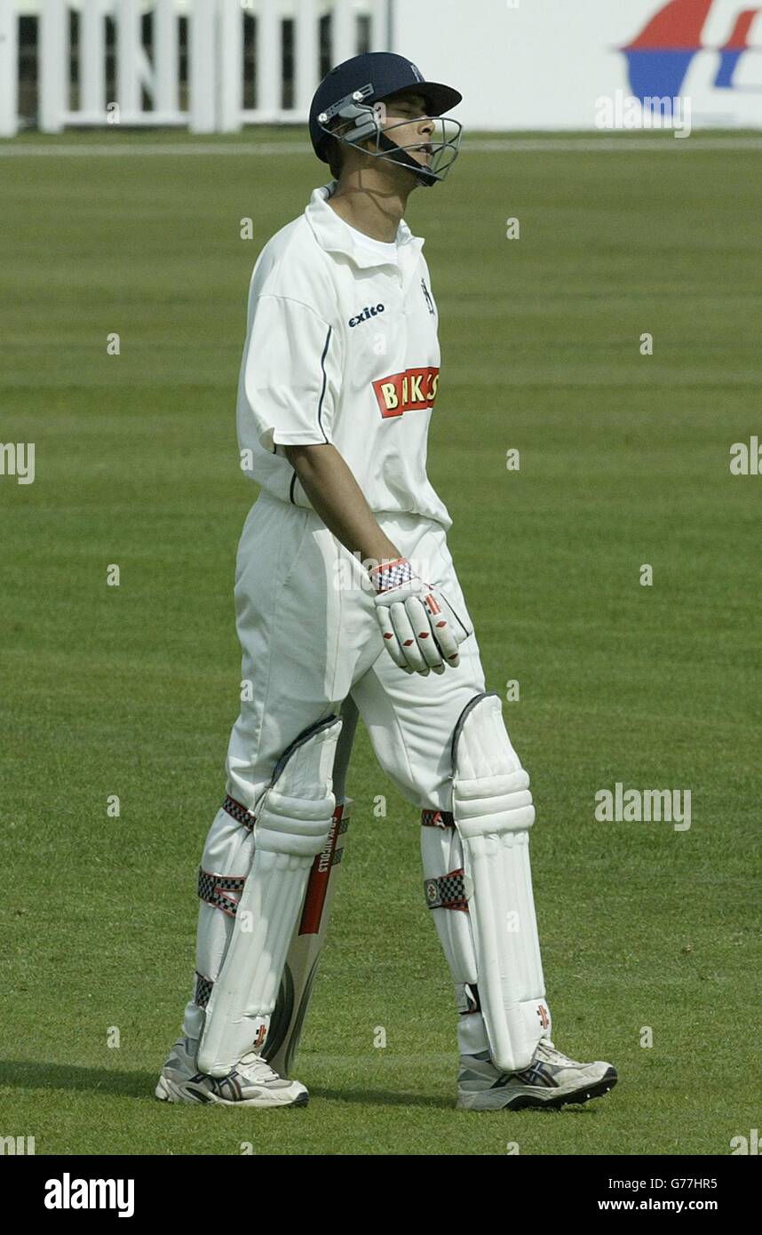 Warwickshire batsman Mark Wagh after losing his wicket for 32 to Essex ...