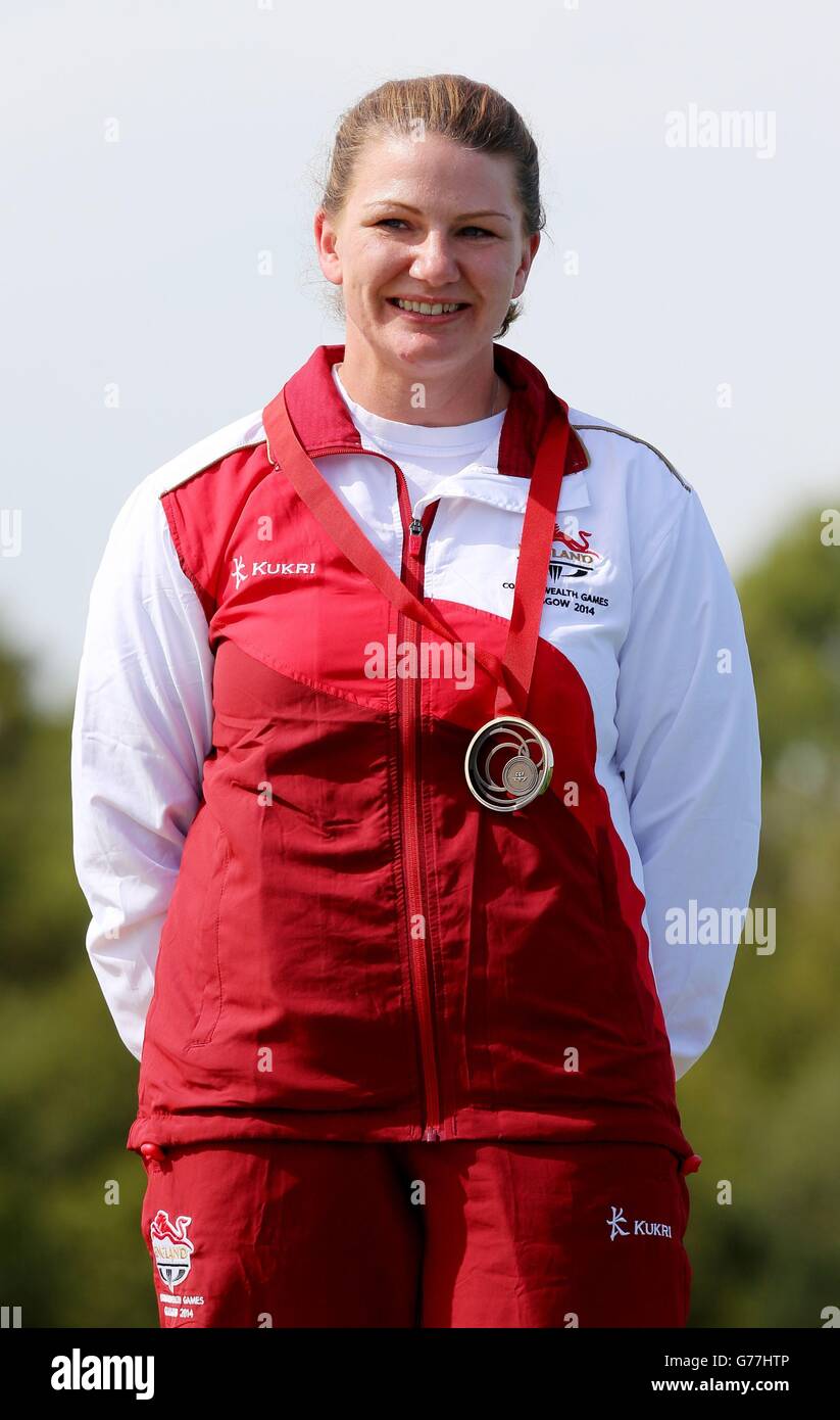 England's Caroline Povey on the podium with her bronze medal following ...