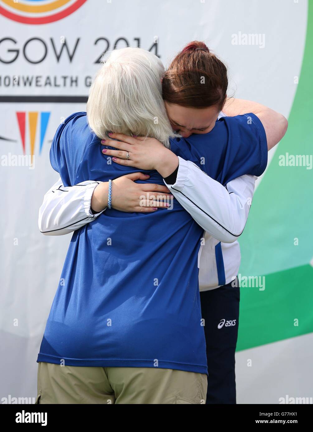 Scotland's Jen McIntosh becomes emotional on the podium as she receives ...