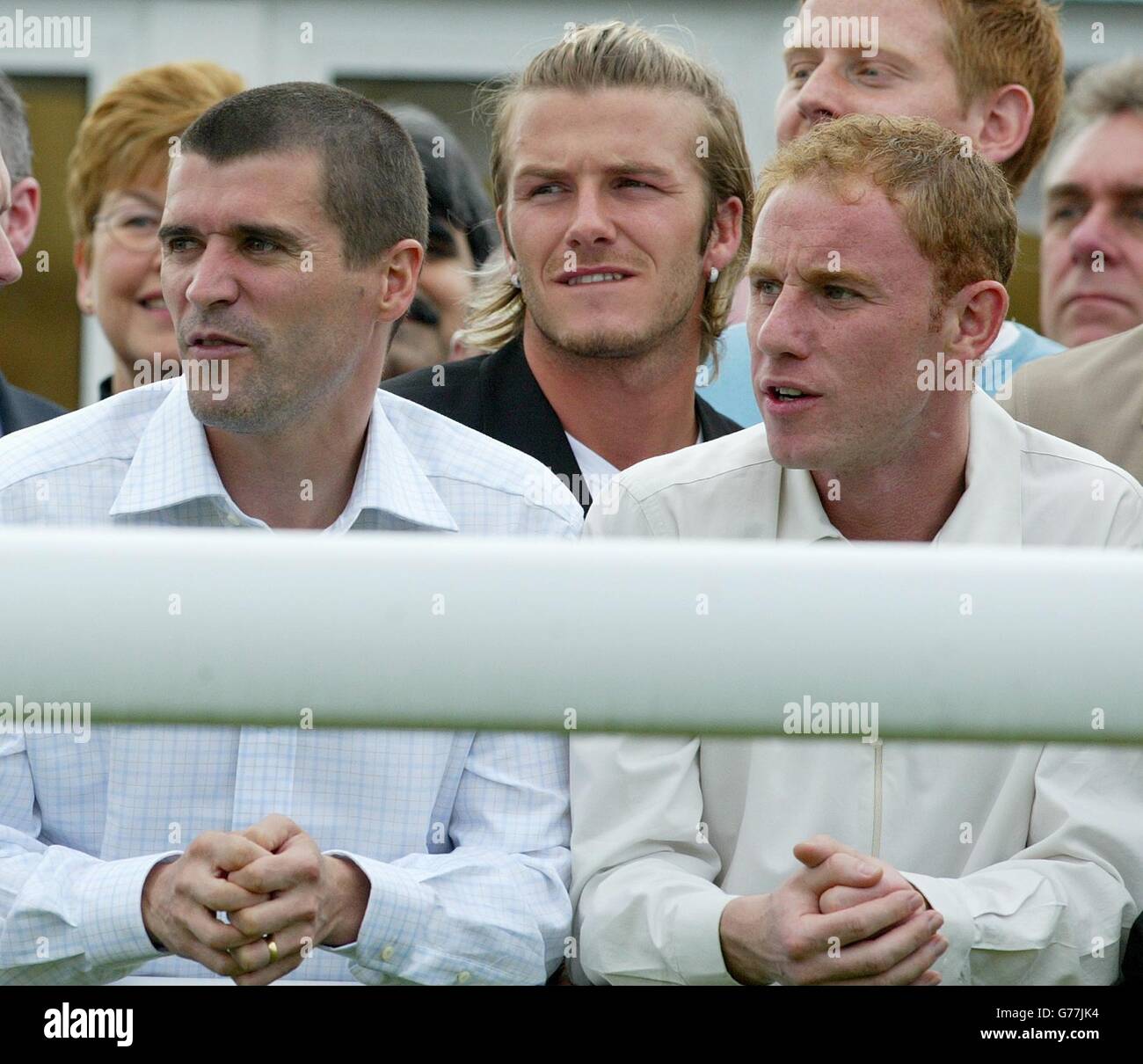 Manchester United's David Beckham (centre), Roy Keane (left) and Nicky ...