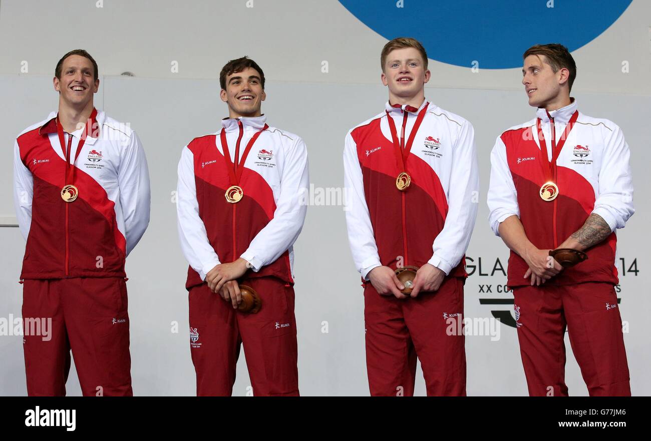 England's (left to right) Adam Brown, Adam Barrett, Adam Peaty and ...