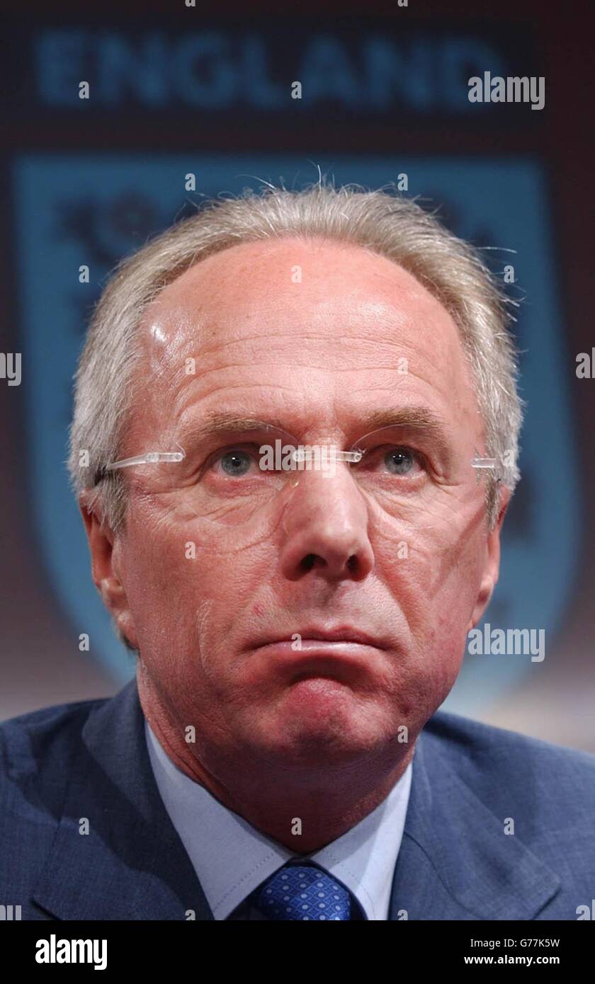 England manager Sven Goran Eriksson at a press conference in London to ...