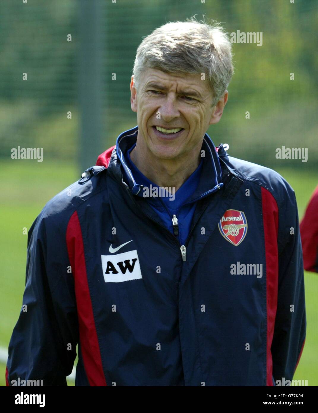 Arsenal manager Arsene Wenger leaves the training pitch at the end of ...