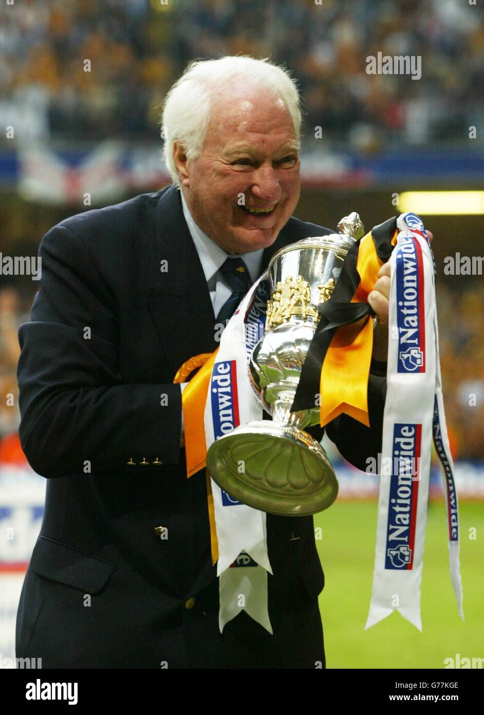 Wolves' chairman Sir Jack Hayward with the trophy after the Nationwide ...