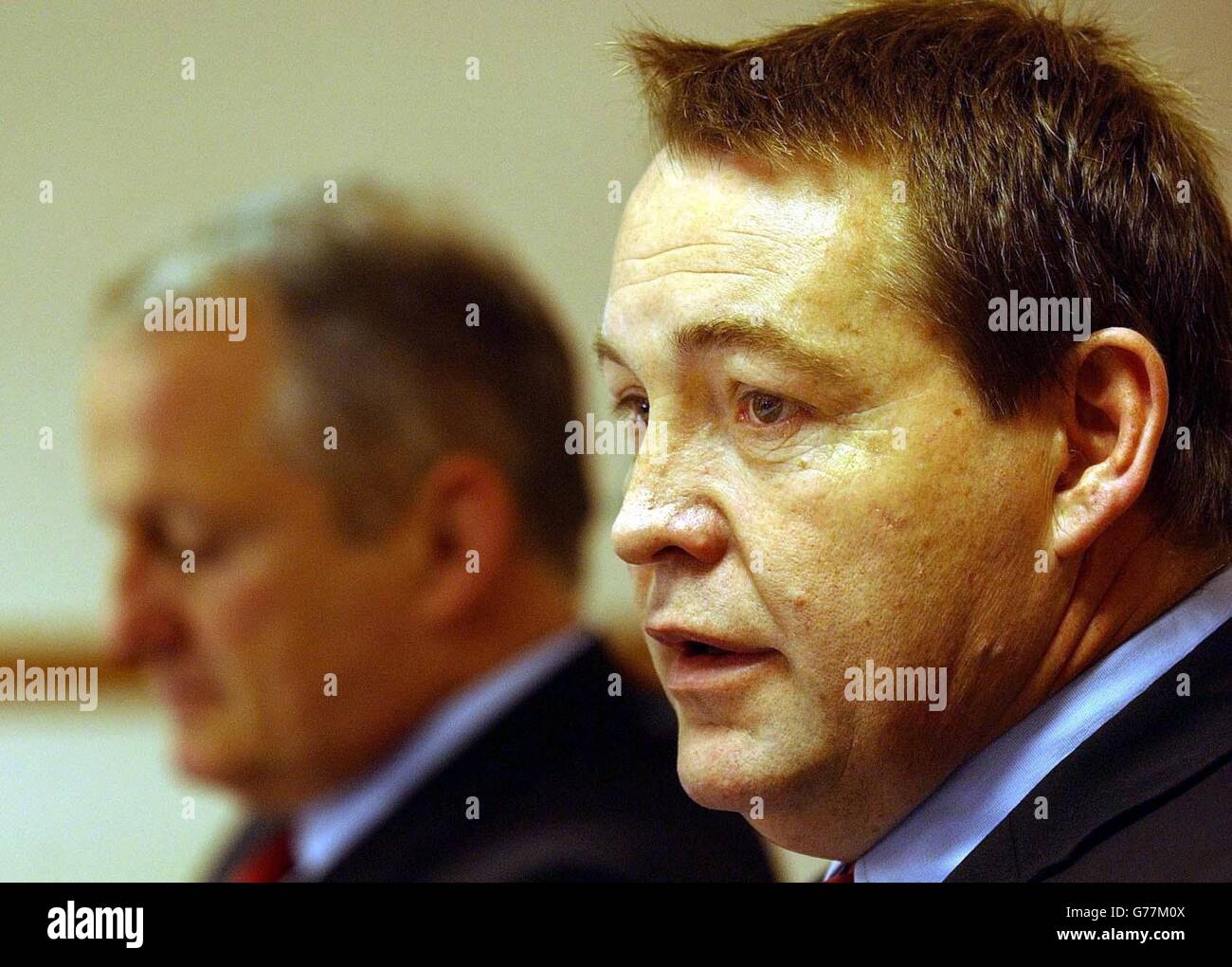 Welsh Rugby Union team coach Steve Hansen (right) with teams Manager ...