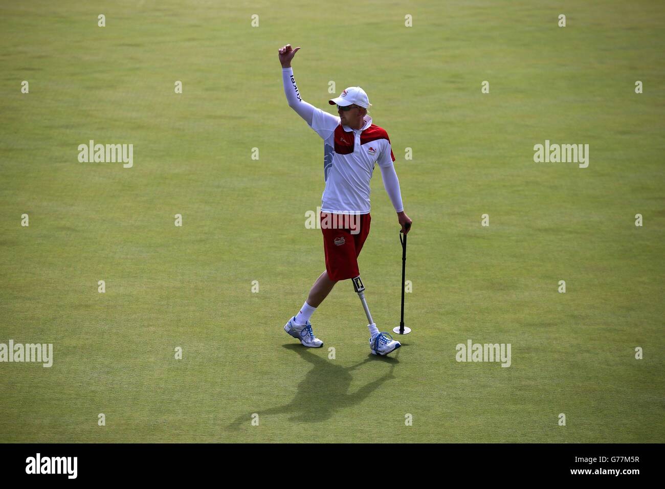 England's skip Paul Brown celebrates after winning their match in the ...