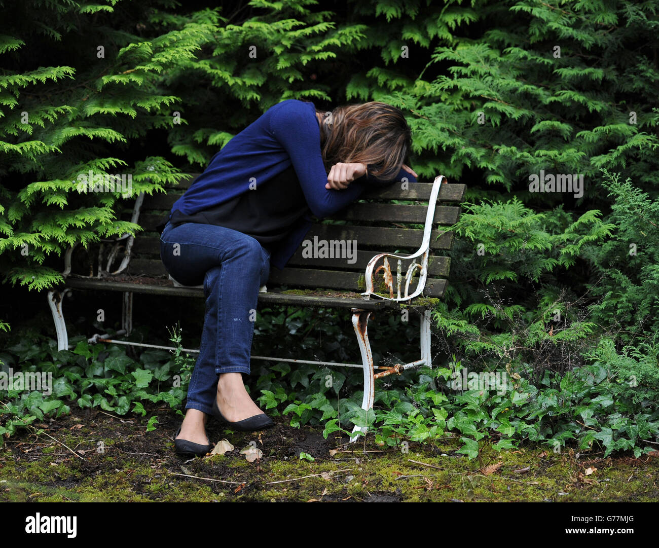 PICTURE POSED BY MODEL. A woman showing signs of depression Stock Photo ...