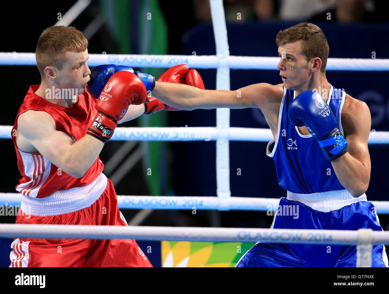 Scotland's Charlie Flynn (left) and Northern Ireland's Joe Fitzpatrick ...
