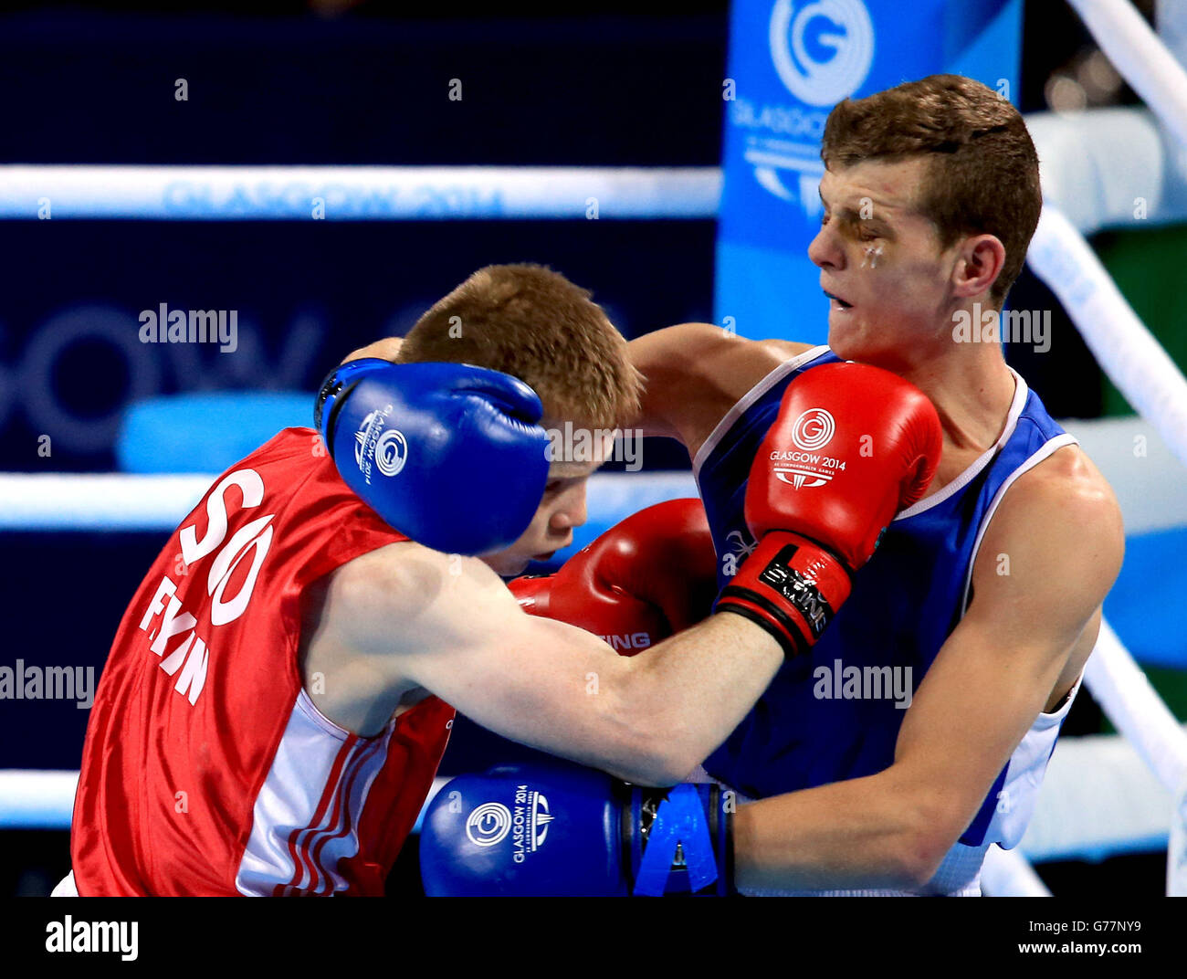 Scotland's Charlie Flynn (left) and Northern Ireland's Joe Fitzpatrick ...
