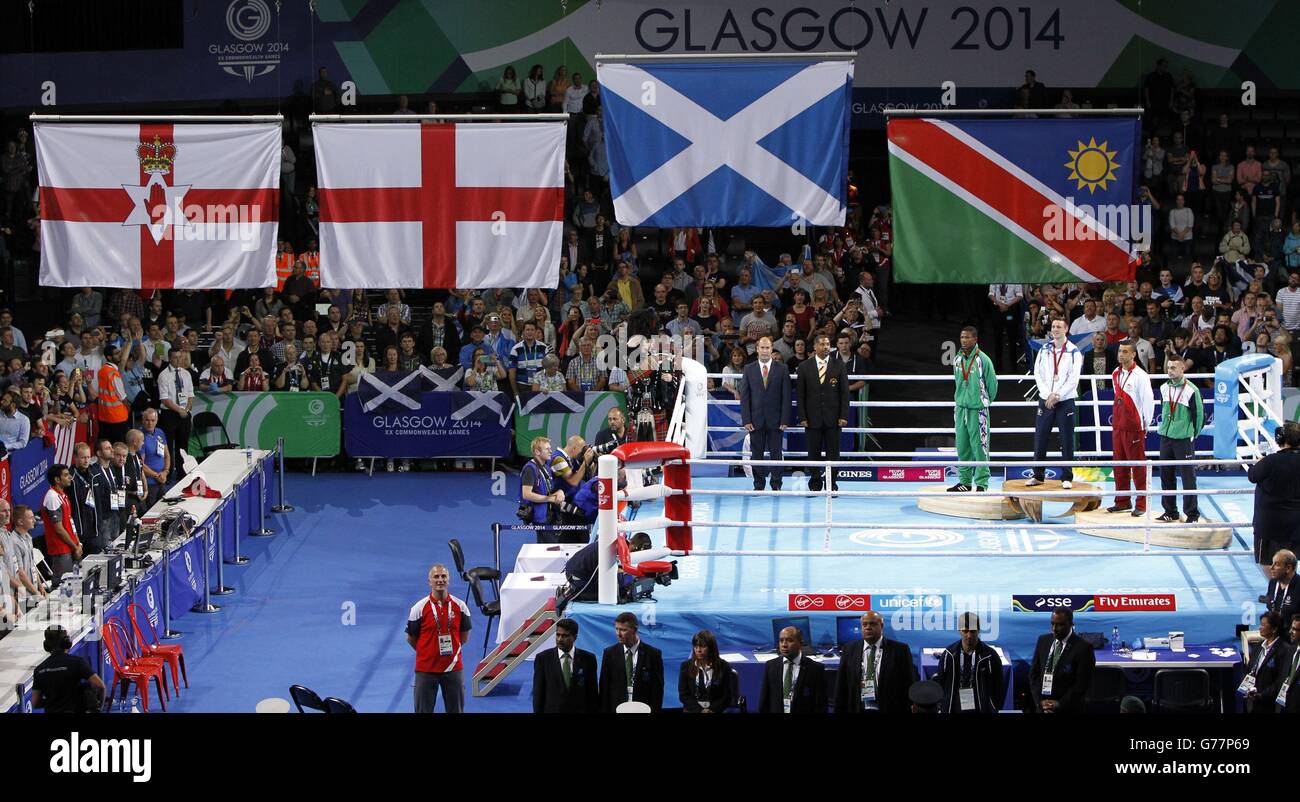 Scotland's Josh Taylor receives his gold medal in the men's Light ...