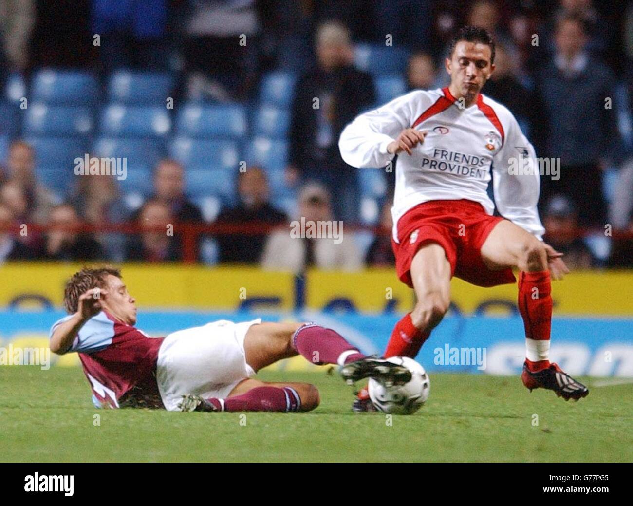 Aston Villa's Lee Hendrie and Southampton's Fabrice Fernandes during ...