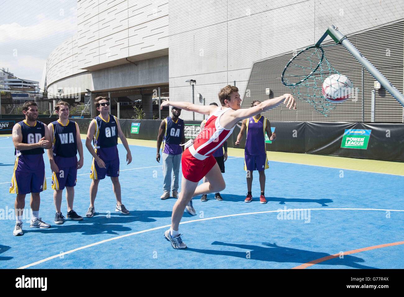 Radio 1 Allstars Greg James scores a consolation goal after playing the ...