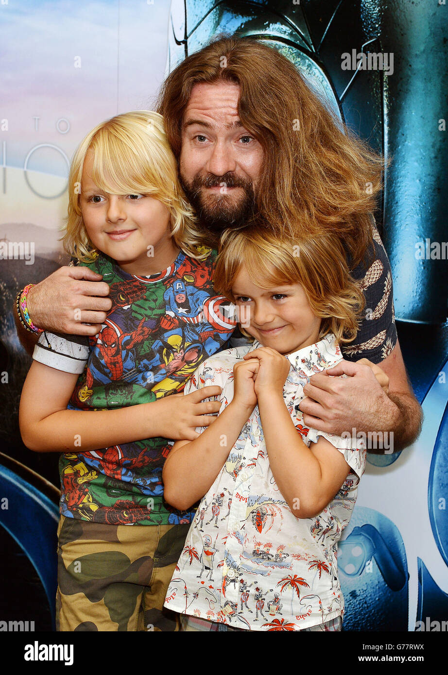 Justin Lee Collins with his sons Archie and Harvey arriving for a celebrity screening of the ...