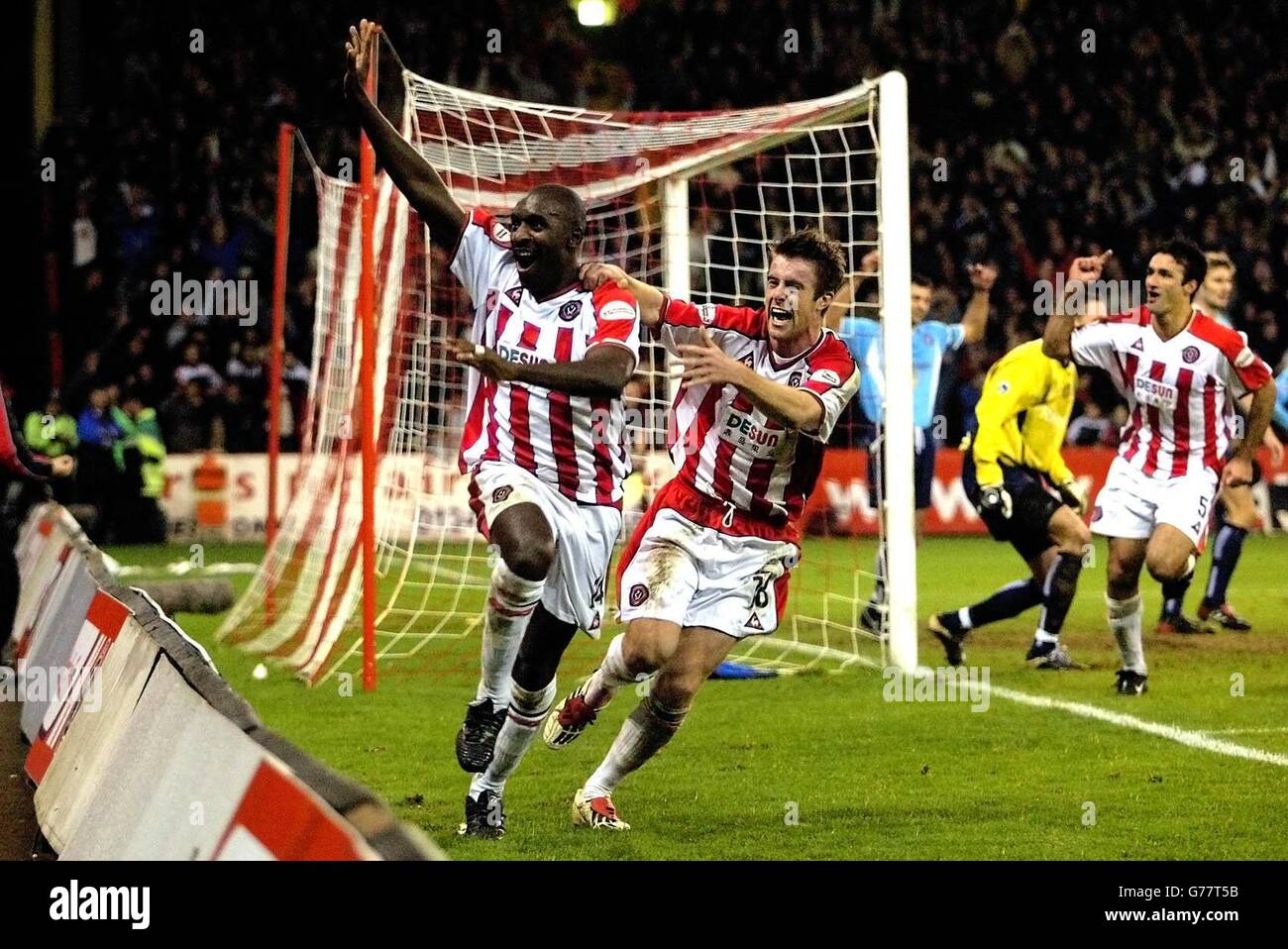 Sheffield United's Wayne Allison (left) celebrates his team's second ...